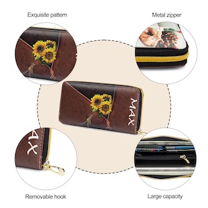 Personalized Colorful Photo Wallet Sunflower Pattern Picture Engraved ...