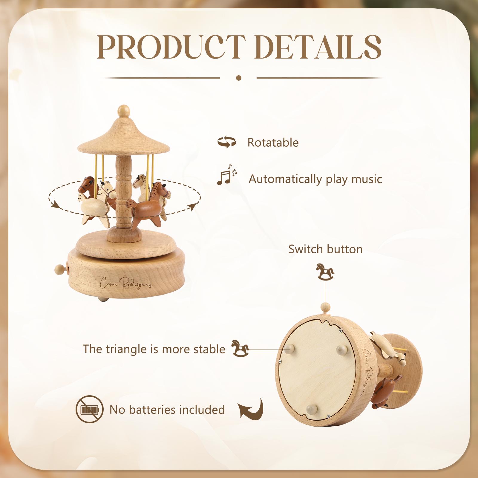 Personalized Musical Carousel, Custom Engraved Kids Name Wooden Music ...