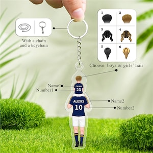 Personalized Soccer Jersey Keychain for Dad, Customized Names & Numbers ...