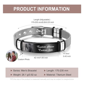 Custom Engraved Photo & Name Bracelet for Men Stainless Steel Bracelets ...