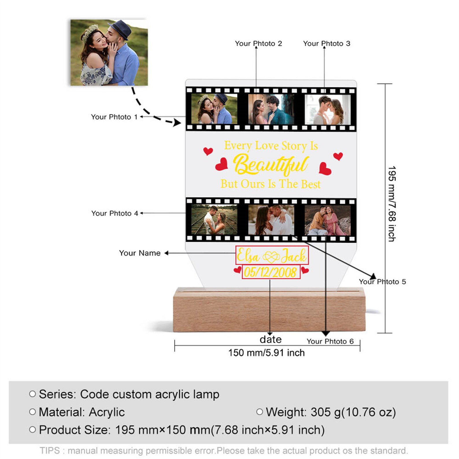 Personalized Night Light Custom Photo Led Lights Custom Lamp With Photo ...