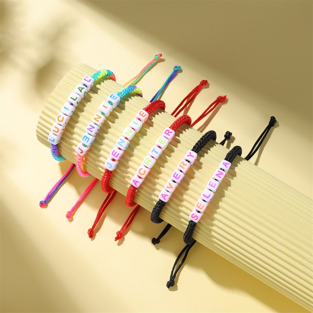 Set of 2 Personalized Name Bead Bracelets Friendship Bracelet Mama ...