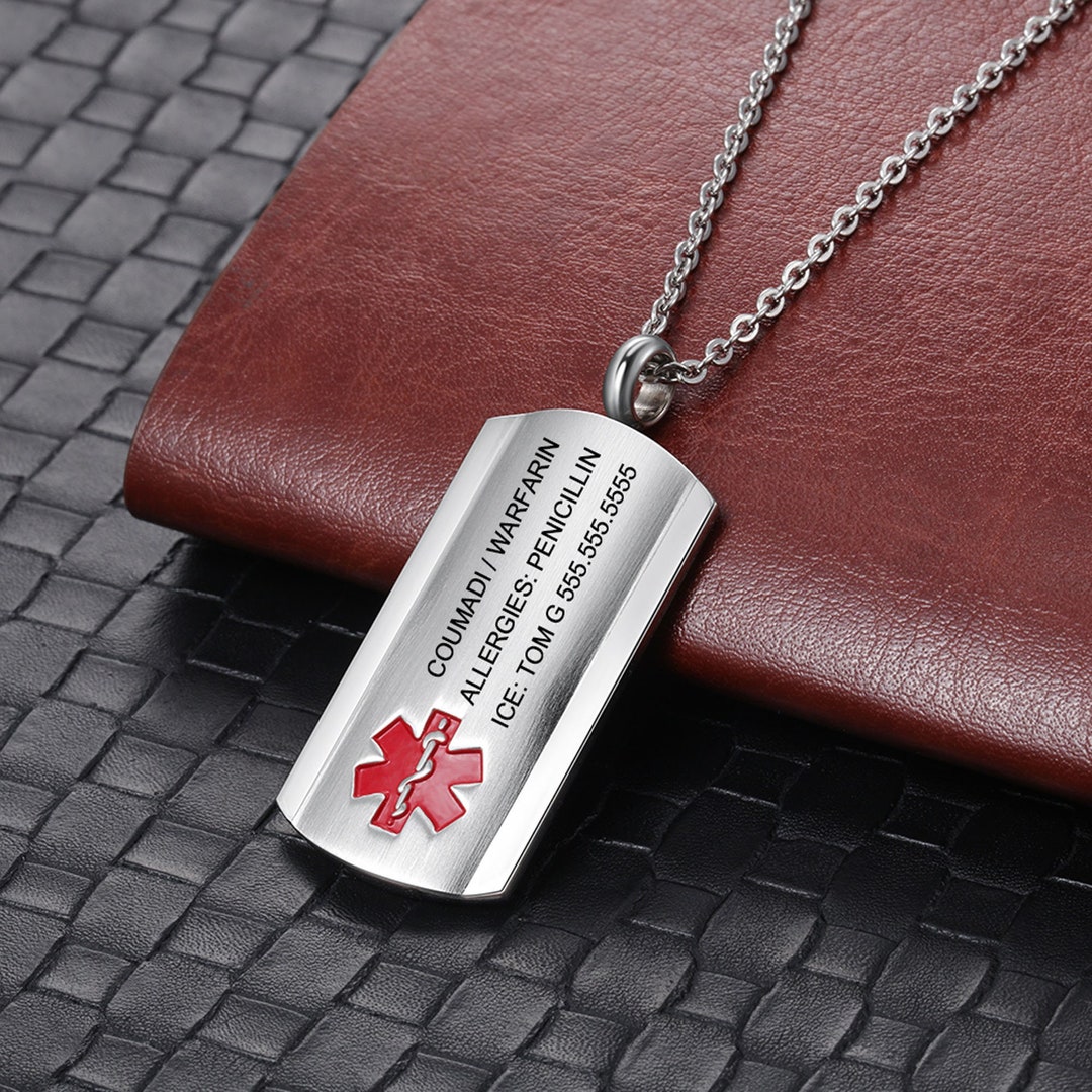 Customizable Medical Identification Necklace Emergency Medical Alert ID ...