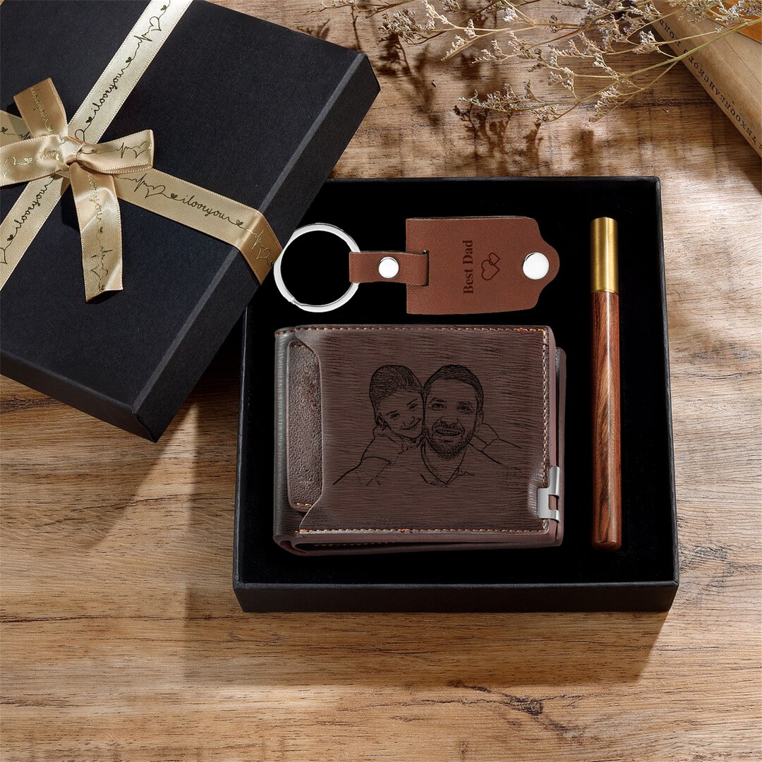 Personalized Mens Wallet Gift Box Set Custom Photo Wallet, Photo ...