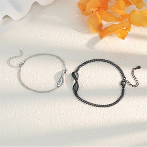 Couple Infinity Bracelet Set Custom Birthstone Engraving Bracelet ...