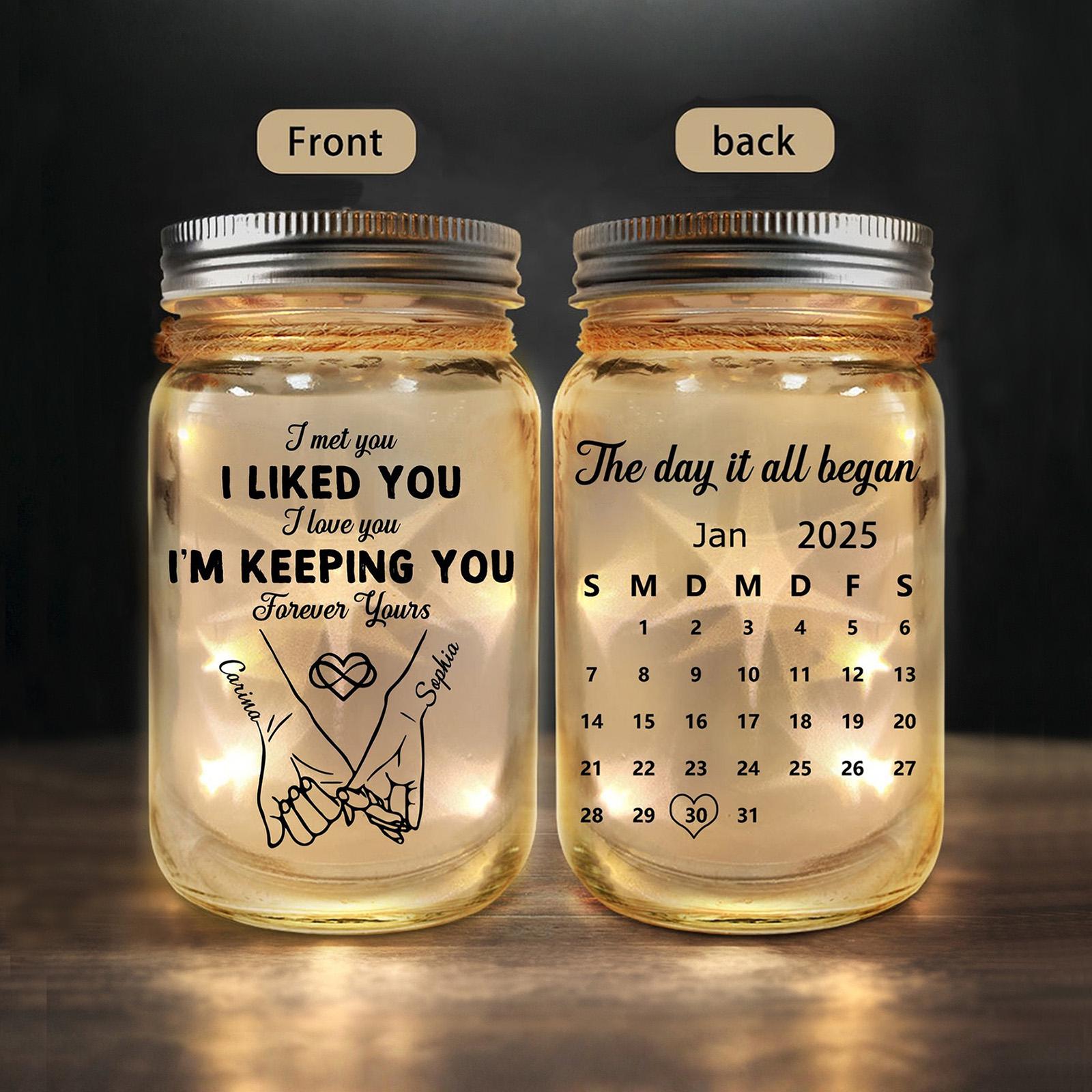 Personalized Couple Pinky Promise Light up Jars, Custom Name & Calendar ...