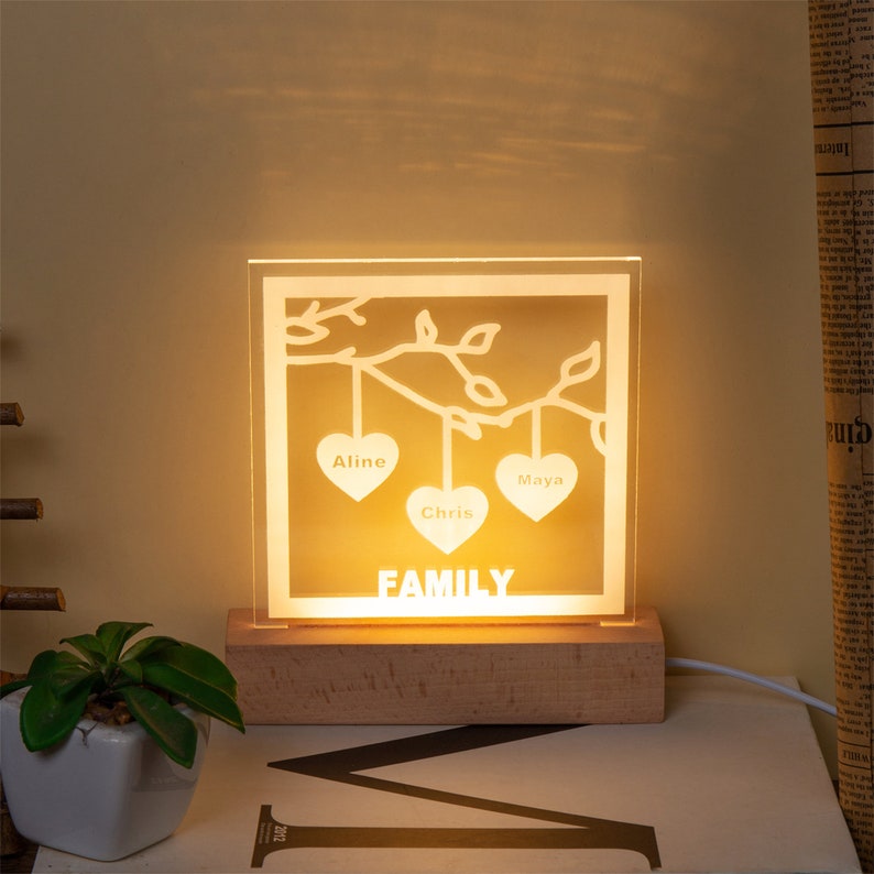 Custom Text Names Night Light Personalized Name LED Acrylic Table Lamp ...