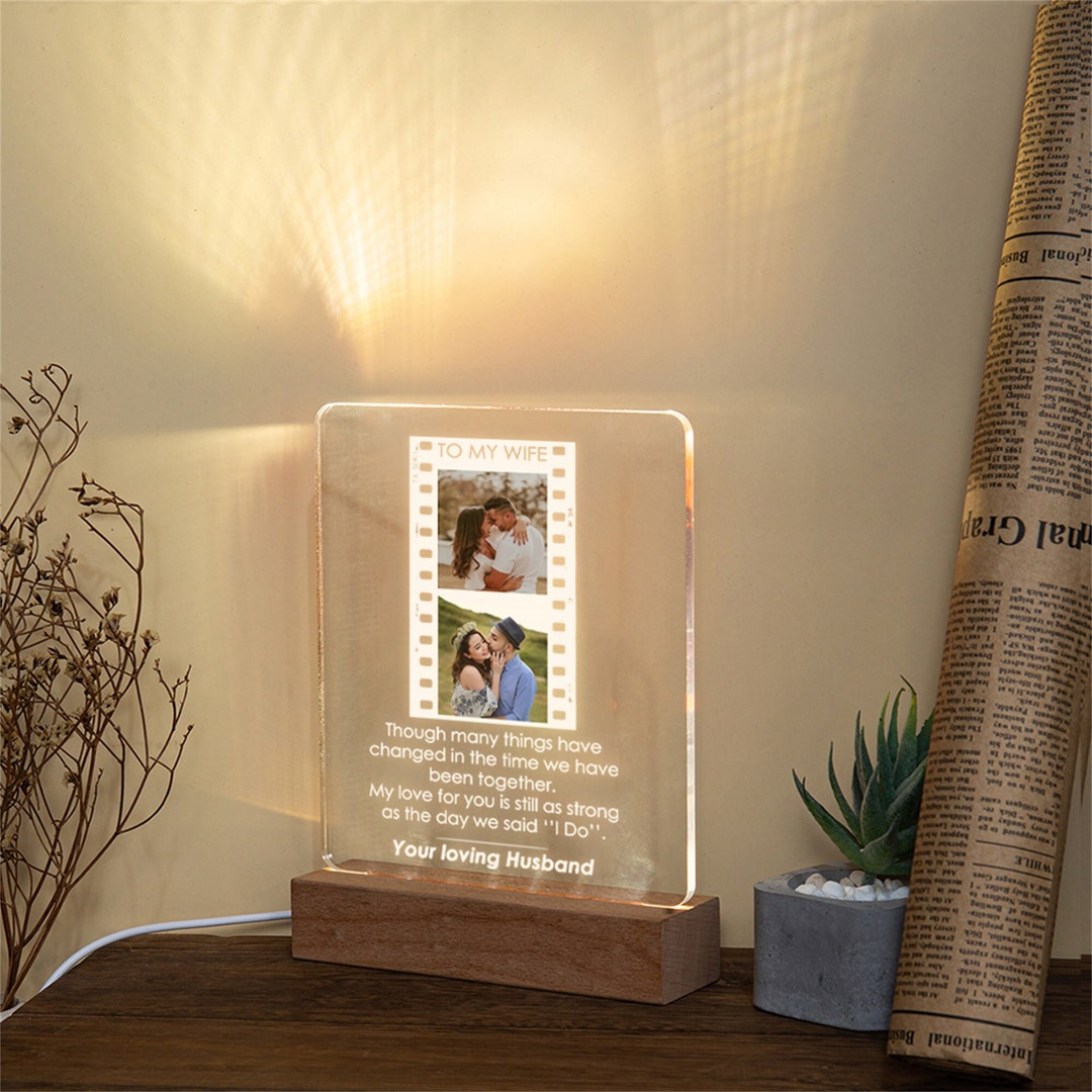 Personalized Couple Multi-photo Night Light Custom Engraved Photos ...