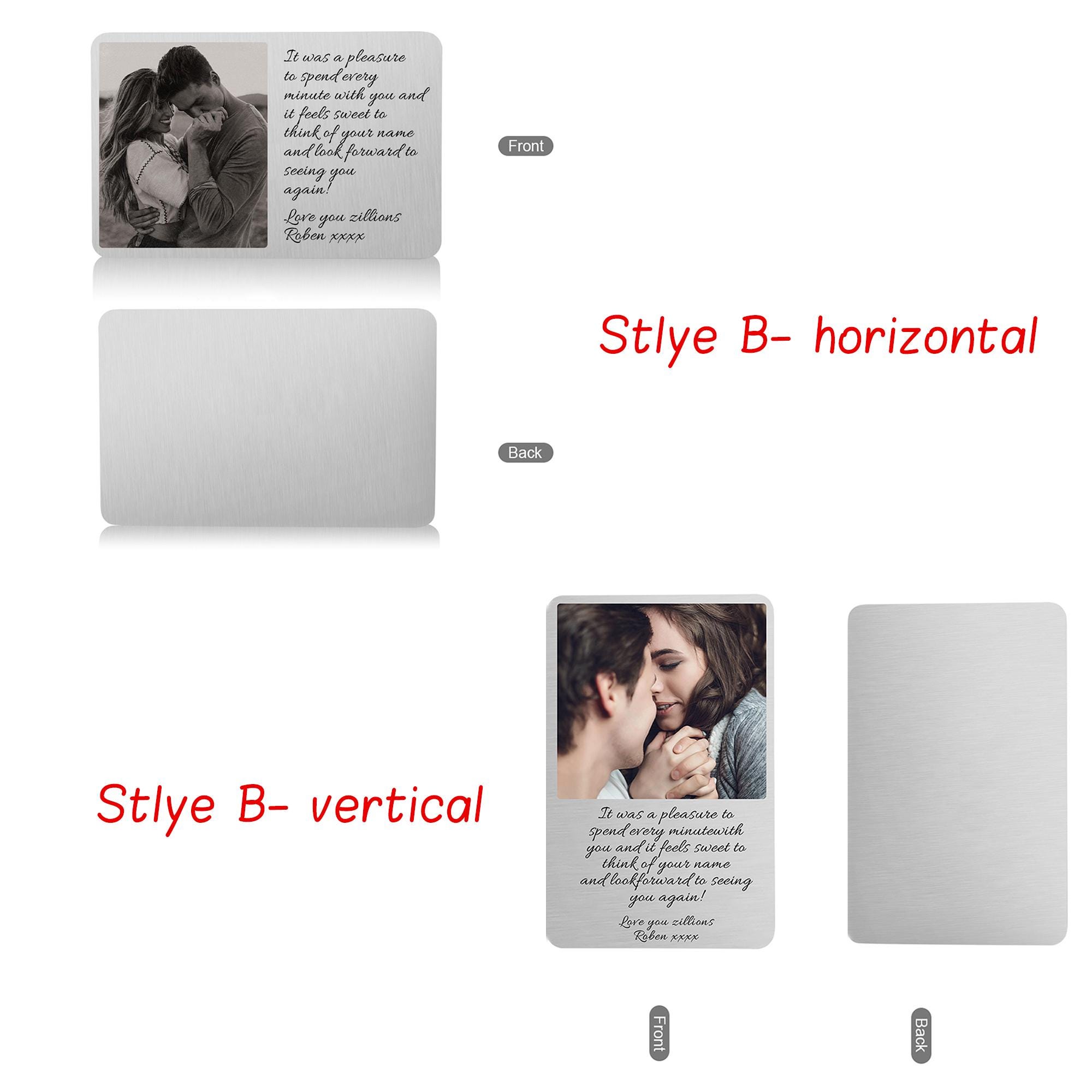 Personalized Metal Wallet Cards, Custom Photo & Message Wallet Insert ...