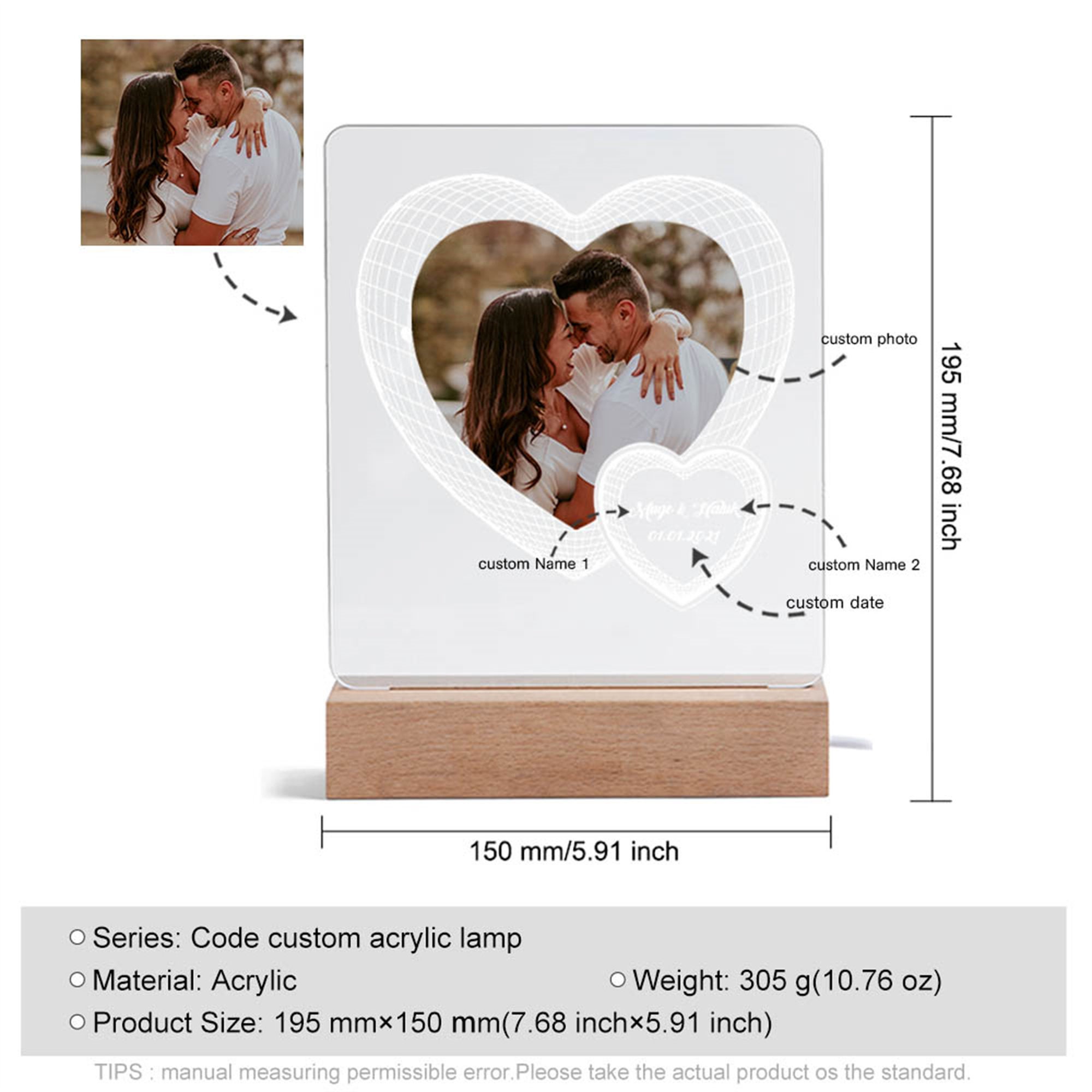 Custom Photo Album Cover Plaque Lamp Personalized Night Light Acrylic ...