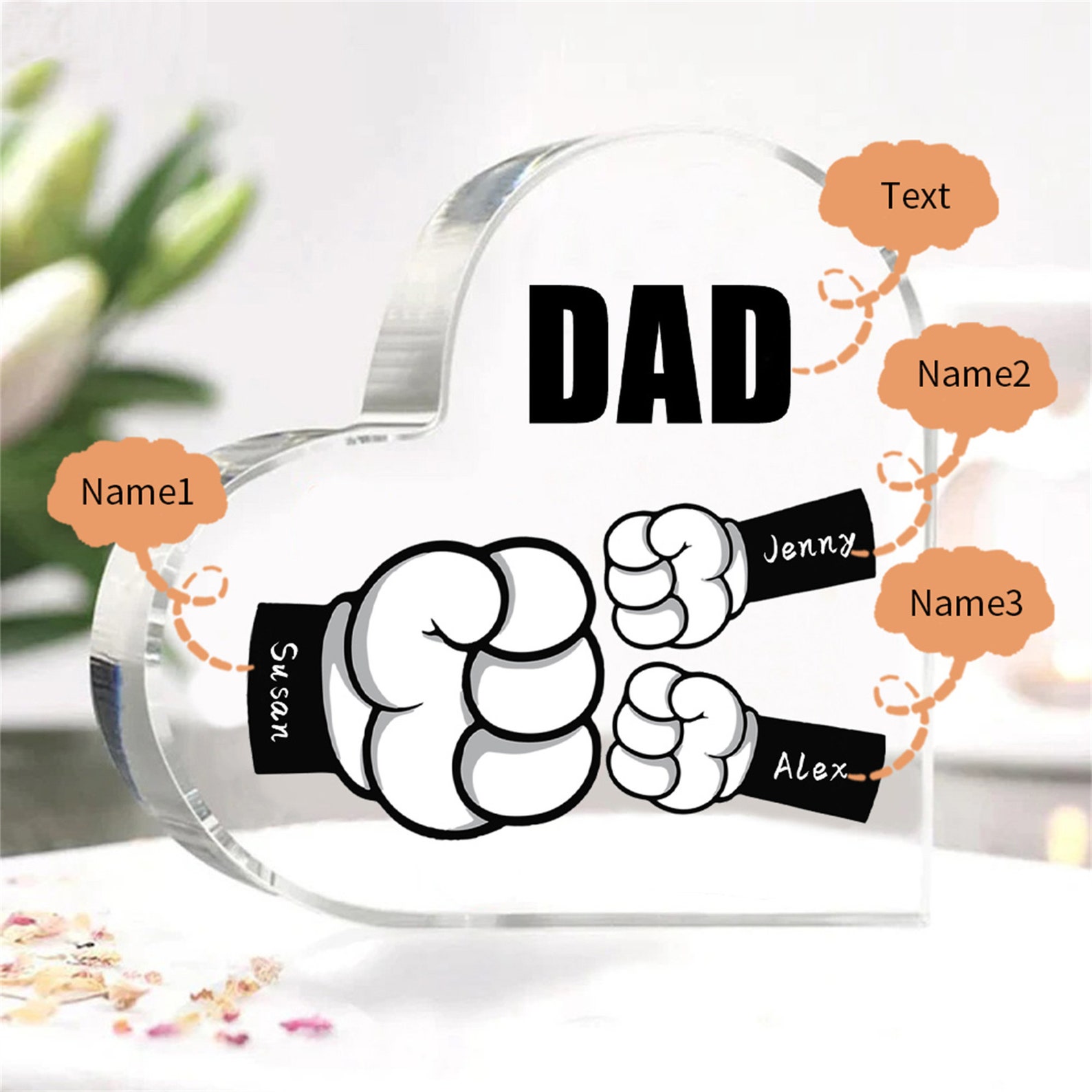 Daddy's Team Fist Bump Acrylic Keepsake Block Fathers Day Gift for Dad ...