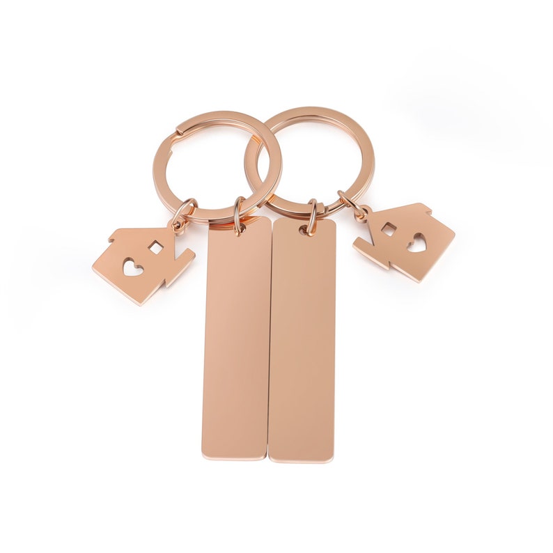 Set of 2 Home Couple Keychains Custom Matching Keyrings Keychain With ...
