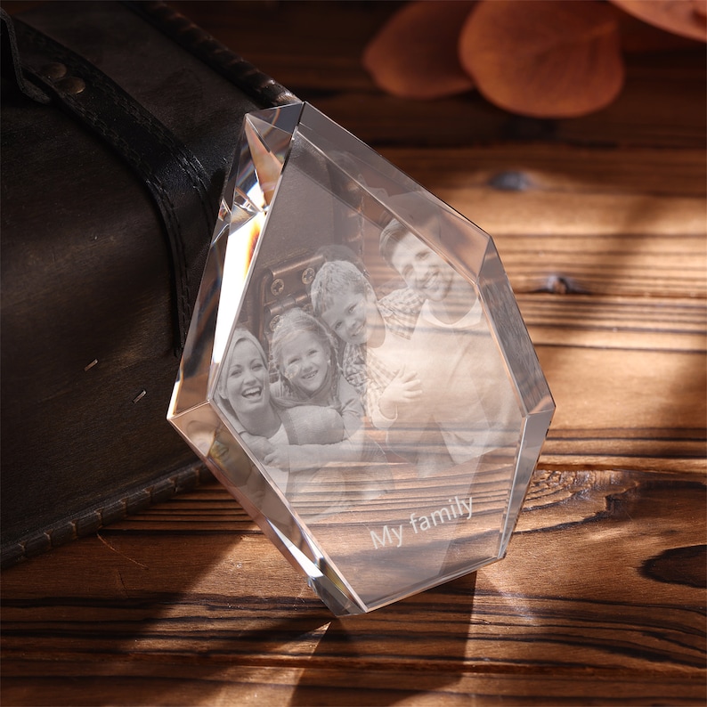Personalized 3D Crystal Photo Portrait Rhombic, Custom Engraved Laser ...