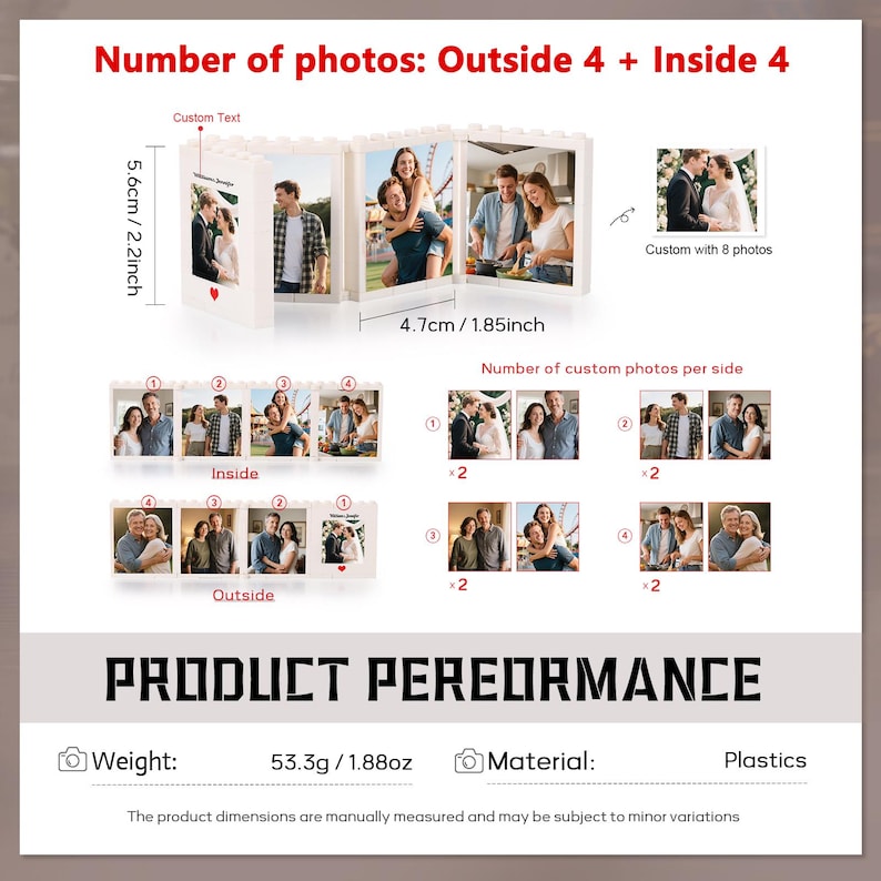 Custom Photo Rectangle Building Block Brick, Personalized Photo Puzzle ...