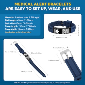 QR Code Medical Alert Bracelets for Men & Women Kids - Silicone ...