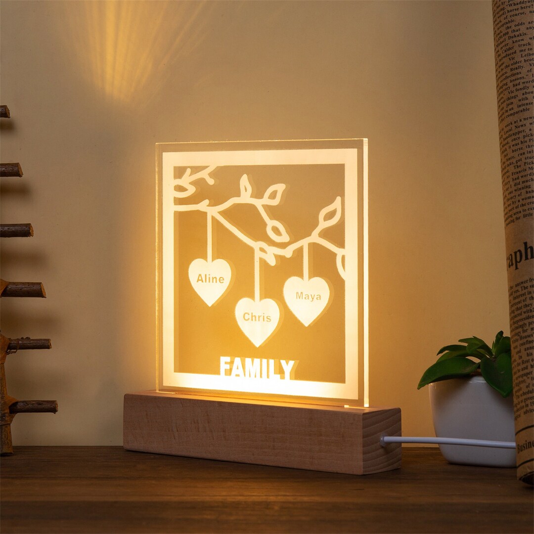 Custom Text Names Night Light Personalized Name LED Acrylic Table Lamp ...
