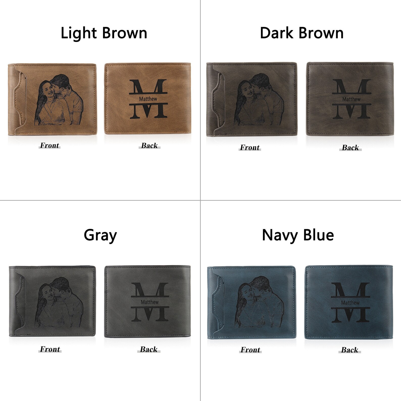 Personalized Photo Wallet for Men, Custom Initial Name Wallet for My Son, Faux Leather Picture ...