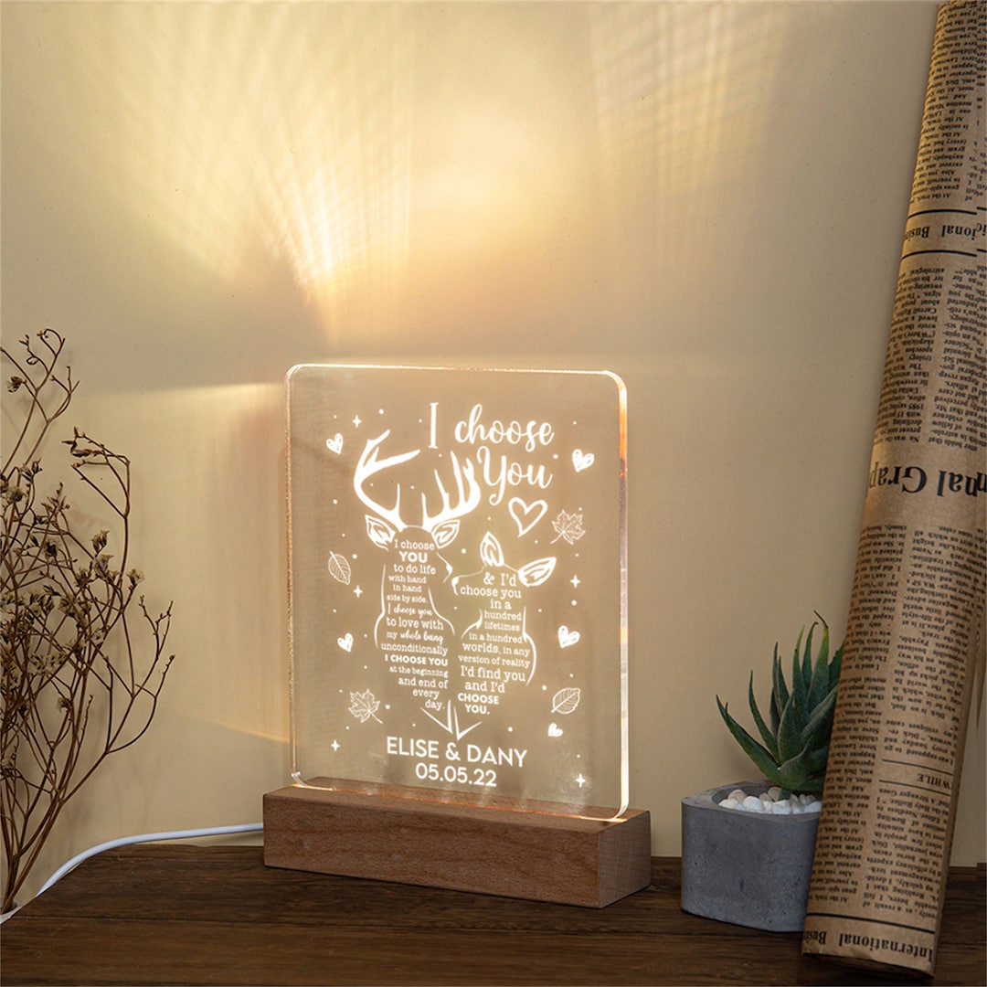 Personalized Acrylic LED Lamp Custom Text Couple Name Night Light ...