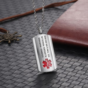 Customizable Medical Identification Necklace Emergency Medical Alert ID ...