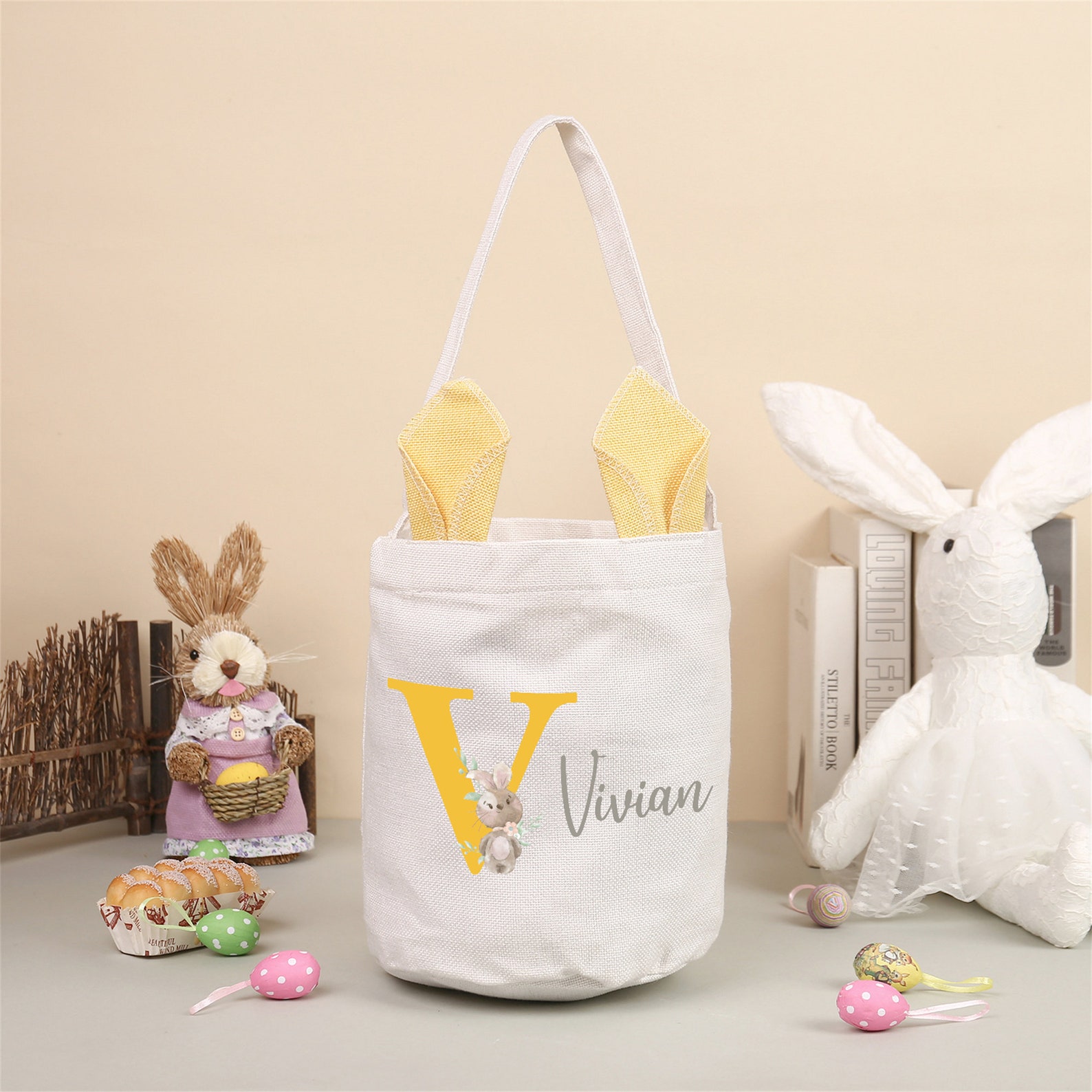 Custom Initials Name Easter Basket Personalized Gifts for Kids, for ...