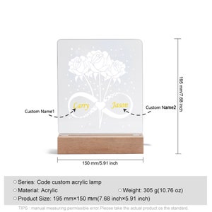 Personalized Couple Name Night Light Acrylic LED Custom Text Night Lamp ...