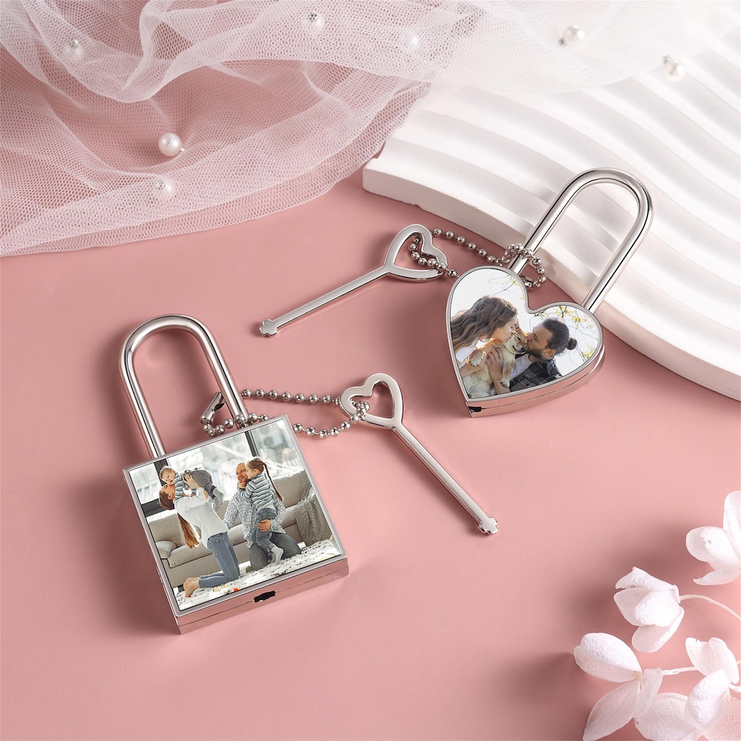 Heart Love Lock With Key, Custom Photo Padlock, Lock for Love, Wedding ...