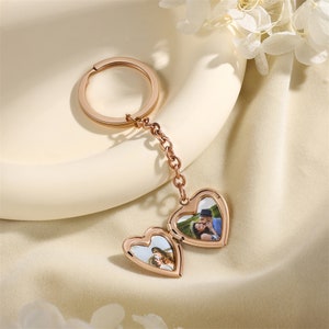 Birth Flower Photo Locket Keychain Custom Photo Keepsake Locket ...