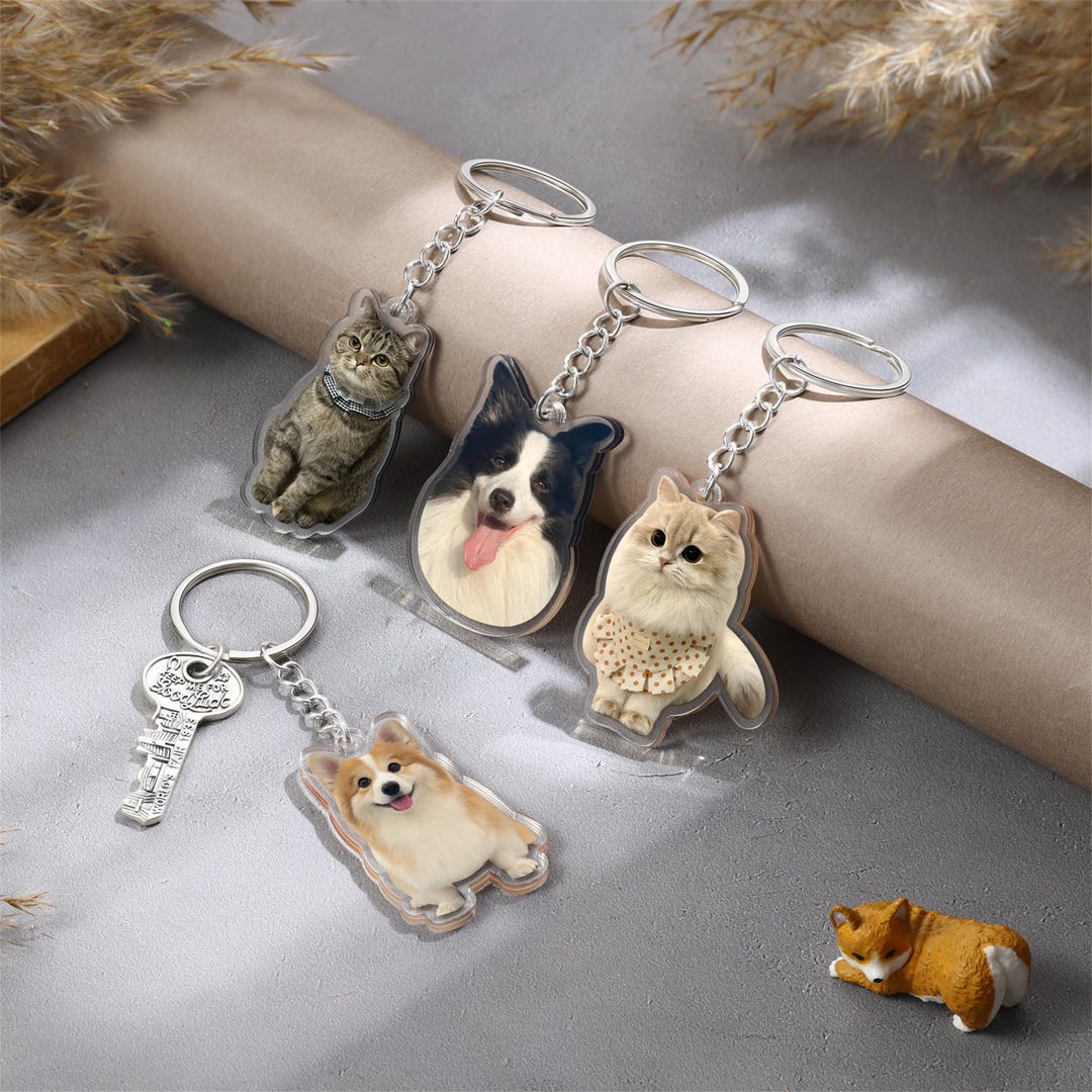 Personalized Pet Photo Keychain,pet Portrait Acrylic Keychain,cat ...