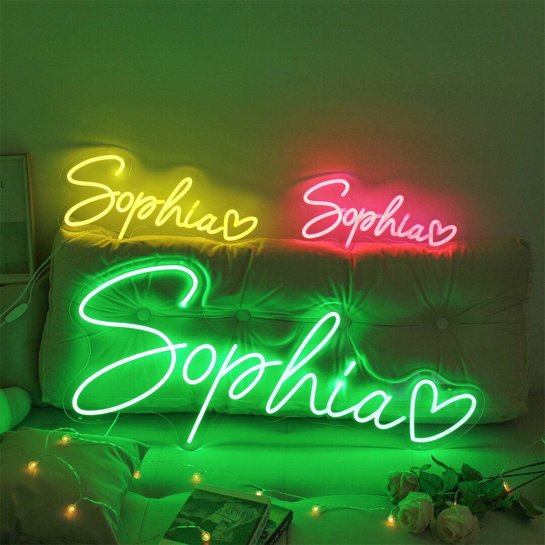 Custom Name Neon Sign, Neon Light, Family Name Neon Sign Bedroom ...