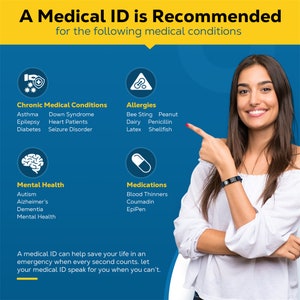 QR Code Medical Alert Bracelets for Men & Women Kids - Silicone ...