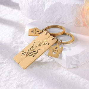 Set of 2 Home Couple Keychains Custom Matching Keyrings Keychain With ...