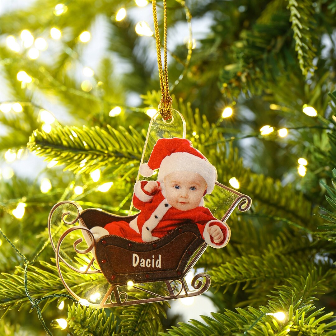 Baby Photo Christmas Ornament, Acrylic Photo Ornament, Baby's First ...