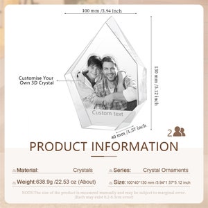 Personalized 3D Crystal Photo Portrait Rhombic, Custom Engraved Laser ...