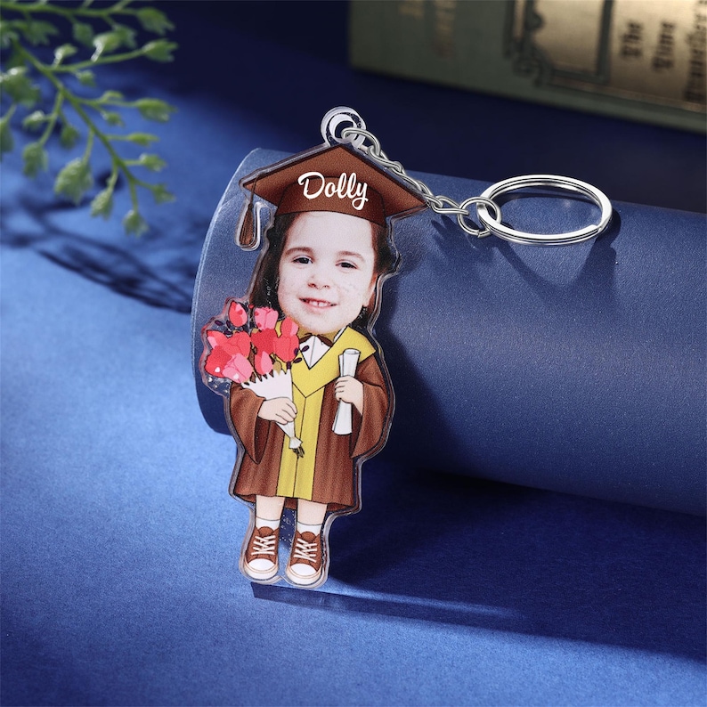 Graduation Keychain Gift, Custom Photo Keychain, Avatar Photo Grad Cap ...