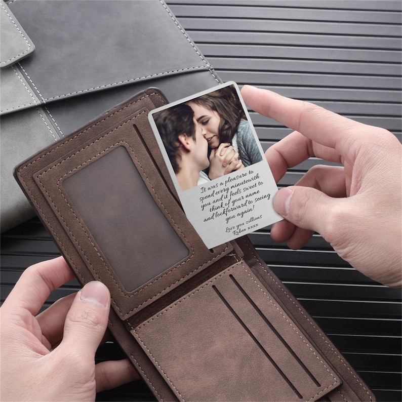 Personalized Metal Wallet Cards, Custom Photo & Message Wallet Insert ...