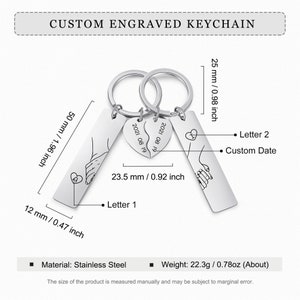 Matching Couple Keychain Set Custom Engraved Heart Keyring Engraved ...