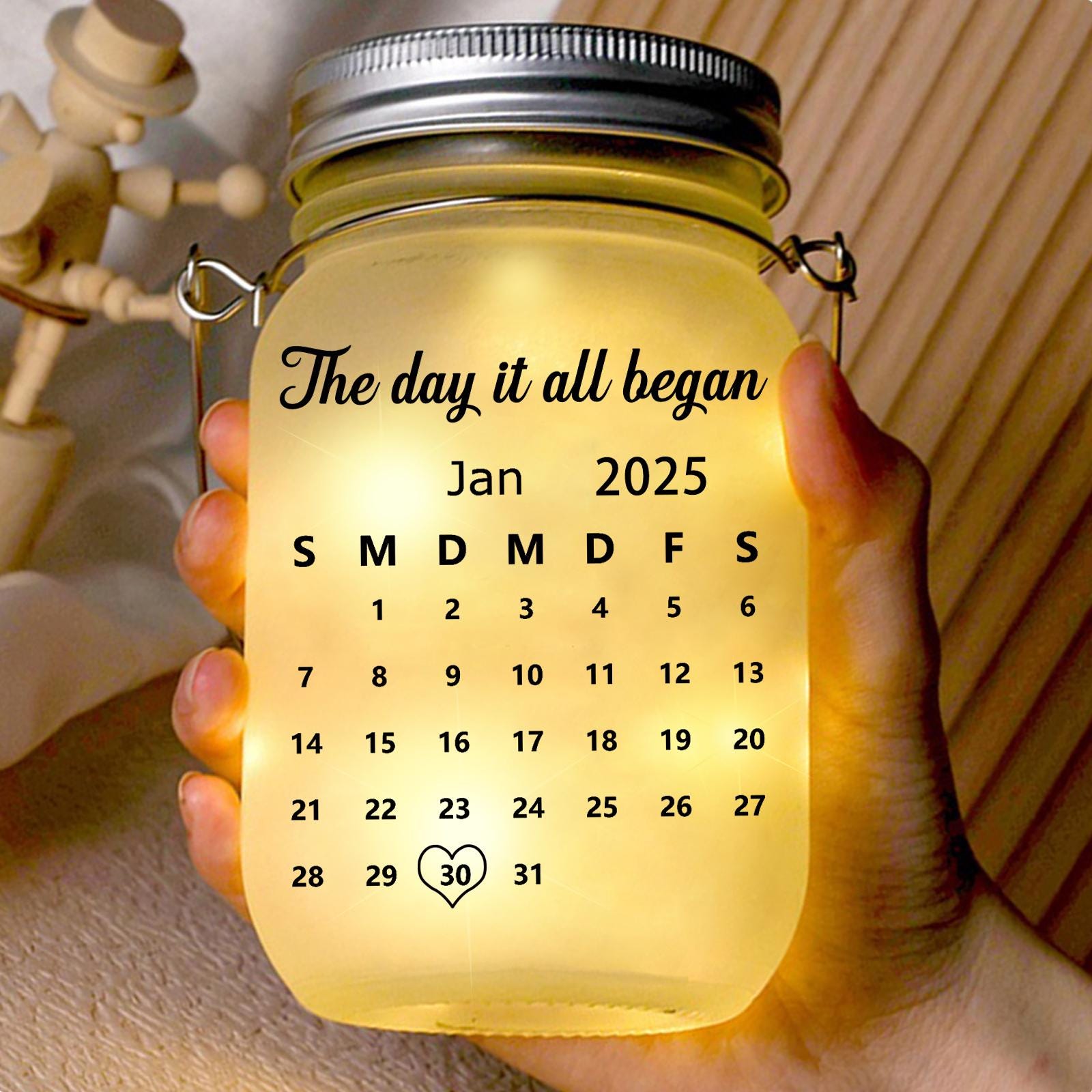 Personalized Couple Pinky Promise Light up Jars, Custom Name & Calendar ...