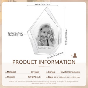 Personalized 3D Crystal Photo Portrait Rhombic, Custom Engraved Laser ...