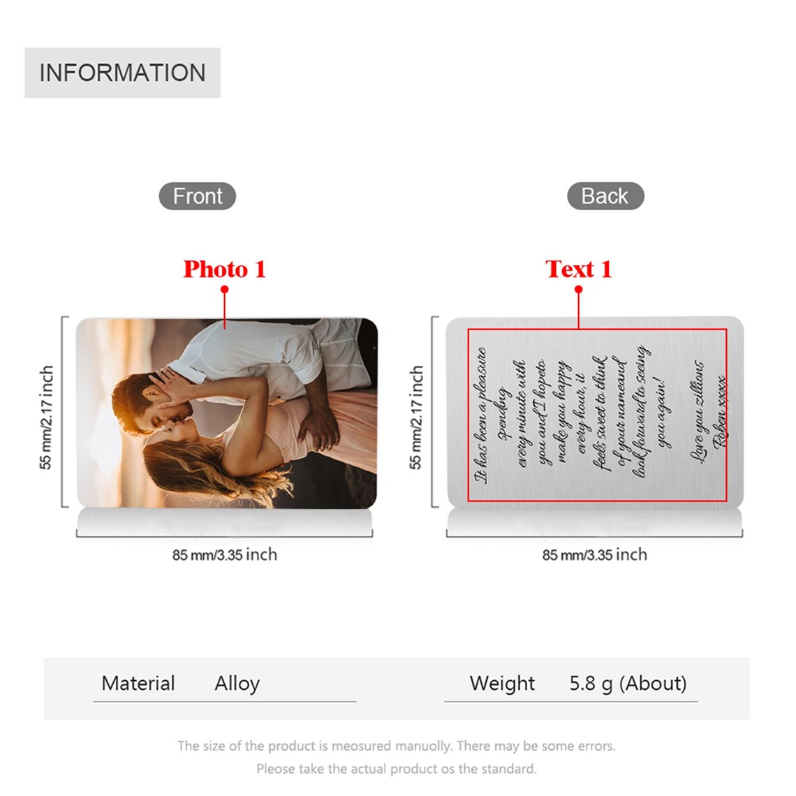 Personalized Metal Wallet Cards, Custom Photo & Message Wallet Insert ...