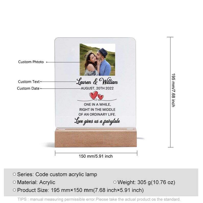 Personalized LED Photo Night Lightcustom Lamp Picture Frame - Etsy