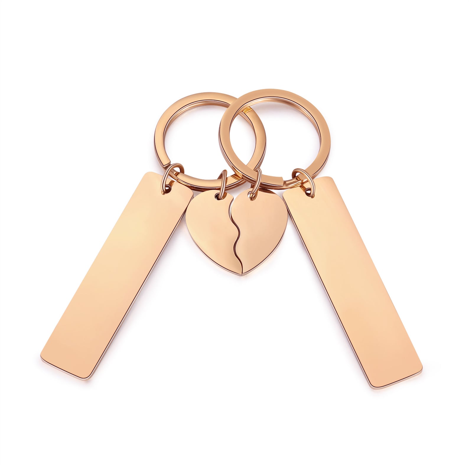 Matching Couple Keychain Set Custom Engraved Heart Keyring Engraved ...