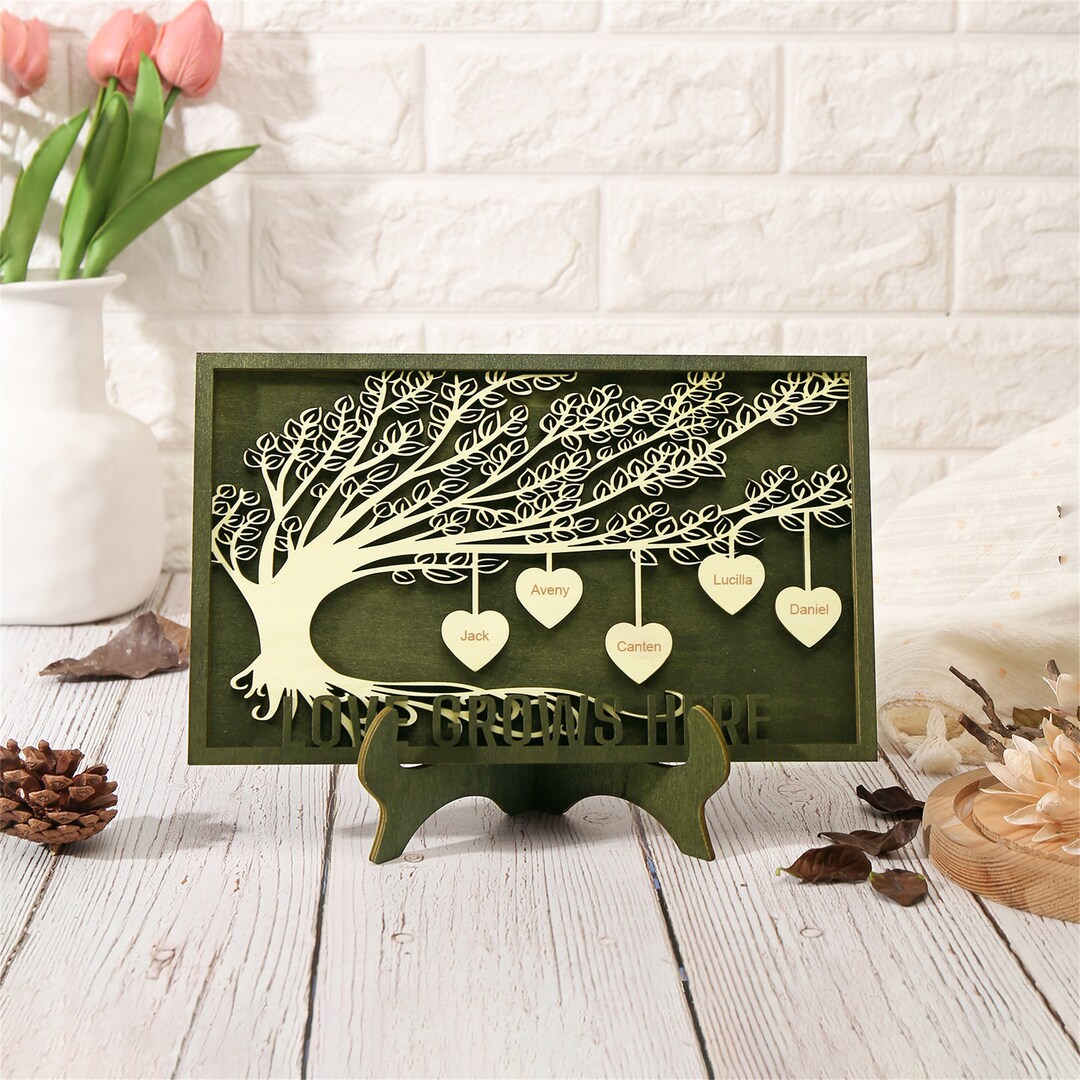 Family Tree Sign Name Wooden Frame for Mom Custom Names of Family ...