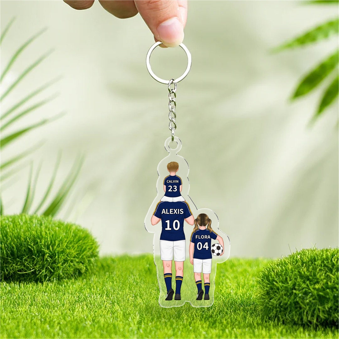 Personalized Soccer Jersey Keychain for Dad, Customized Names & Numbers ...