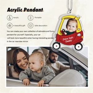 Personalized Kids Avatar Photo Car Charm for Dad, Drive Safe Daddy Car ...
