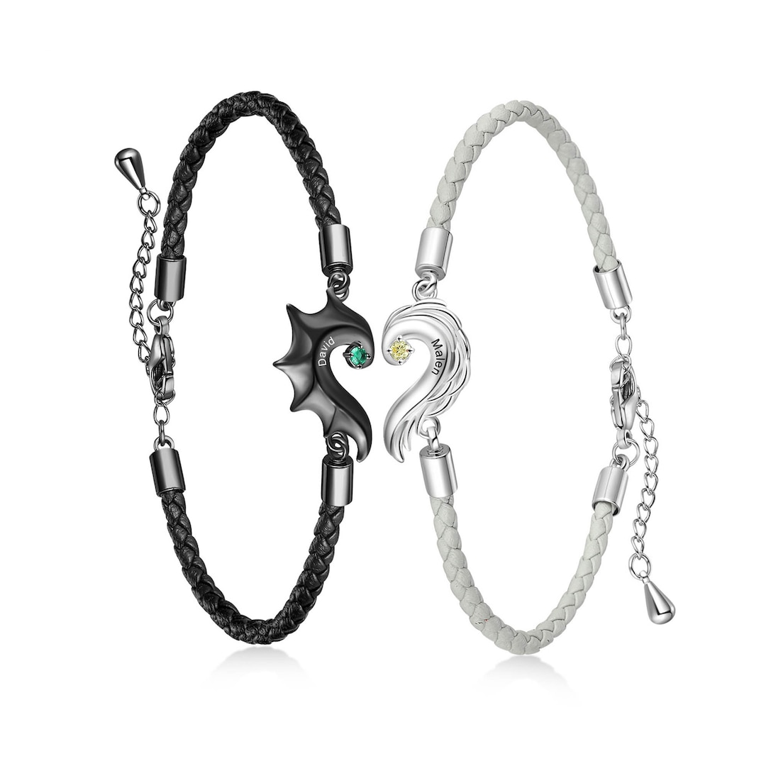 Couple Relationship Bracelet Personalized Custom Name With Birthstone ...