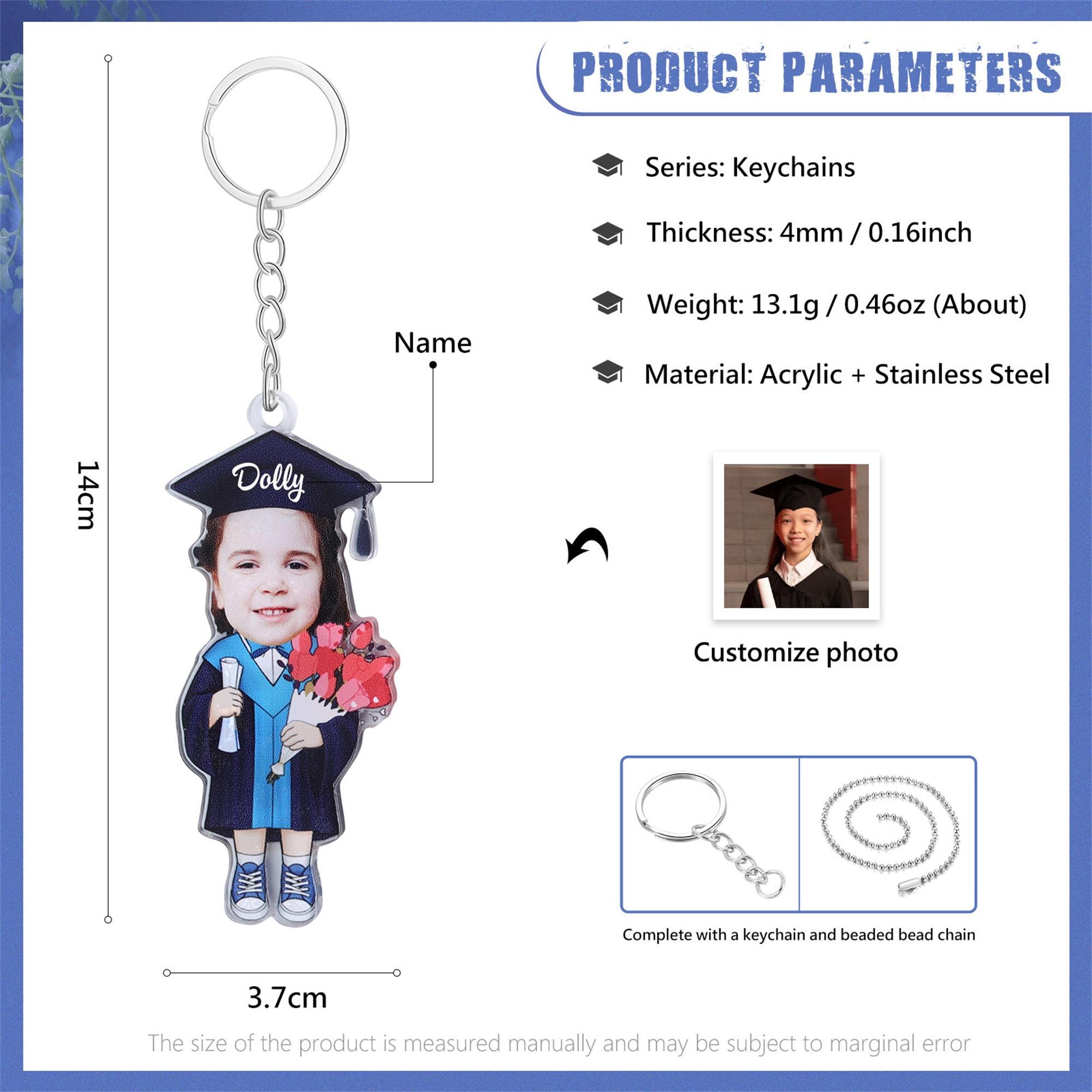 Graduation Keychain Gift, Custom Photo Keychain, Avatar Photo Grad Cap ...