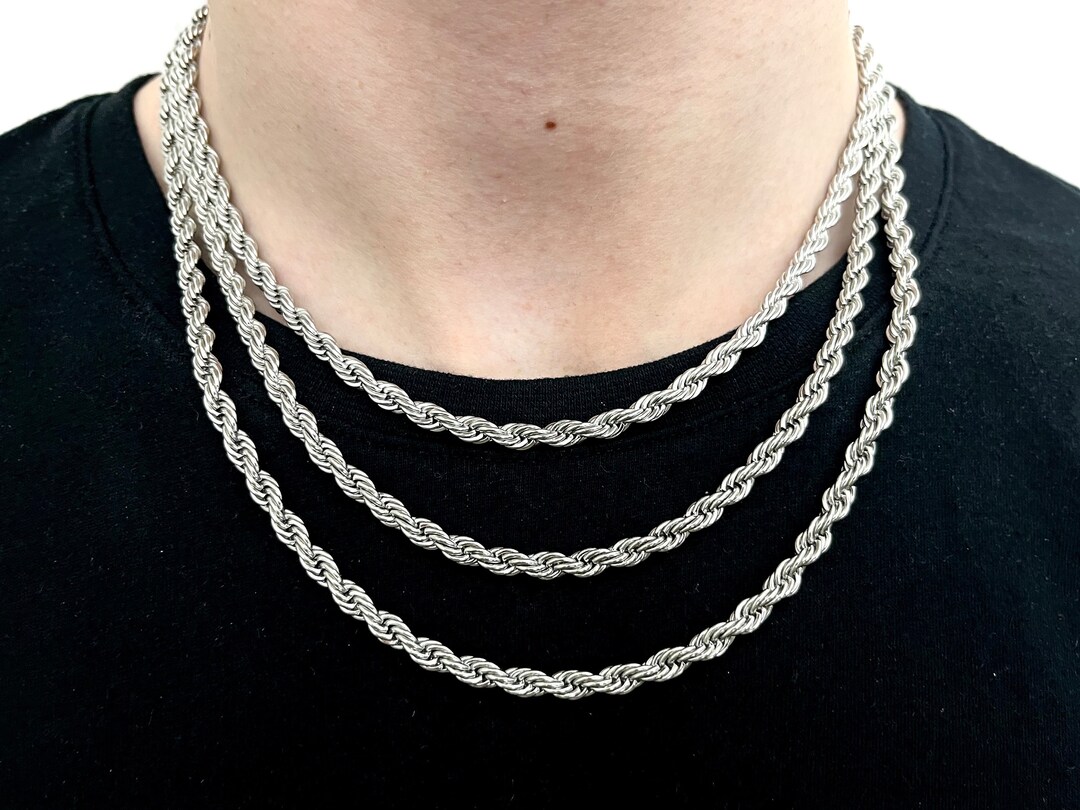 Rope Chain Necklace Silver Stainless Steel Minimalist Chain Gift for ...