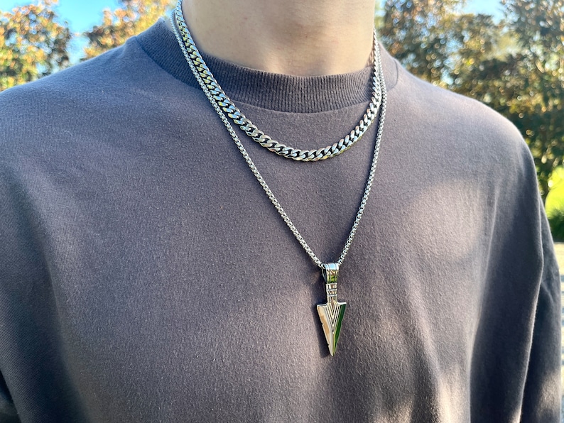Stainless Steel Arrow Pendant Chain Minimalist Nordic Necklace Men ...