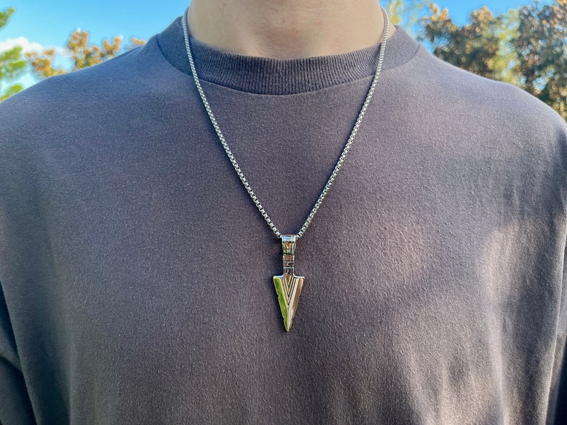 Stainless Steel Arrow Pendant Chain Minimalist Nordic Necklace Men ...