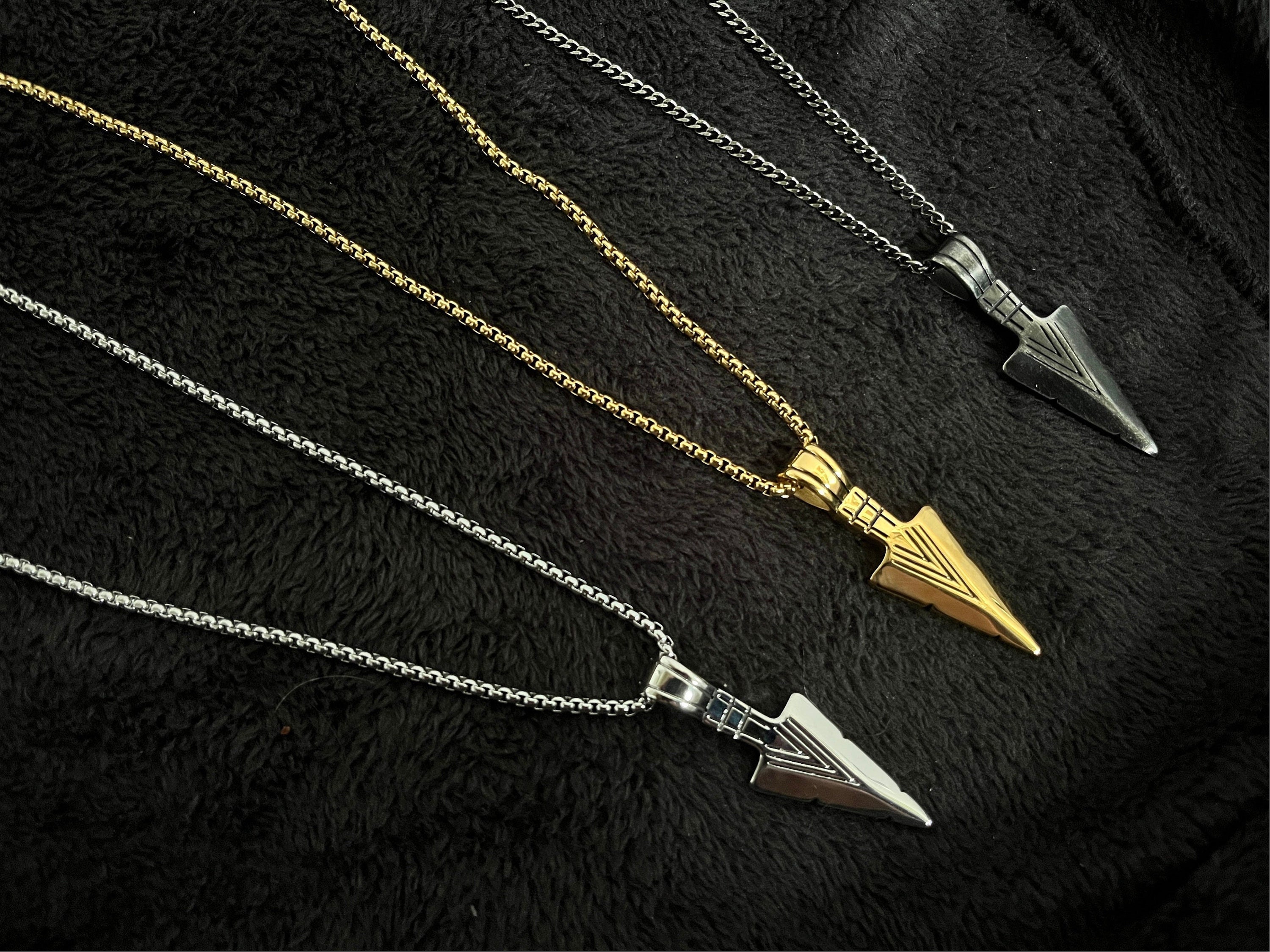 Stainless Steel Arrow Pendant Chain Minimalist Nordic Necklace Men ...